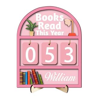 Generic B&uuml;cher Z&auml;hler, Holz Regale Deko,Books Read This Year Counter, Buchz&auml;hler B&uuml;cher Deko, Lese-Tracker-Schild, F&uuml;r Arbeitsplatz Bibliothek Regalecke Wohnz