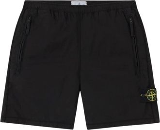 Stone Island Homme, Sport, Noir, Taille: W30 Loose Fit Wide Leg Shorts