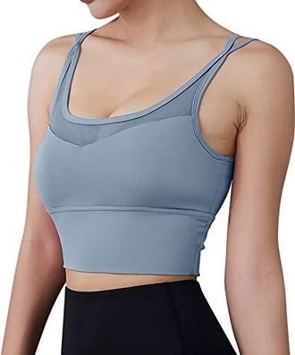 Generic Soutien-gorge de sport rembourr&eacute; pour femme - Soutien-gorge de sport - Soutien moyen, bleu clair, M