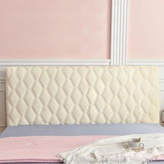 Generic Dehnbarer Gesteppter Kopfteilbezug aus Samt Queen Bett King Bett Verst&auml;rkter Staubdichter Schutz f&uuml;r Wohnheim Schlafzimmer Beige 180cm/71in