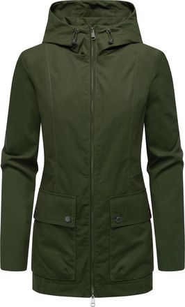 Ragwear Damen leichte Übergangsjacke Kurze Herbstjacke mit Kapuze Monadetta B YOUMODO Dark Olive Gr. 3XL