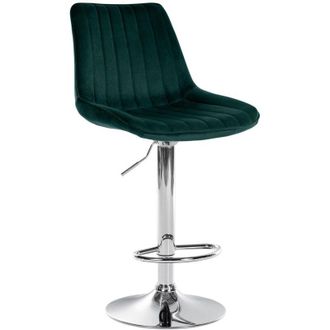 Clp Tabouret de bar Toni en Velours Pied trompette en Métal Vert Chrome