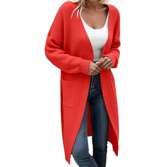Generic Cardigan en tricot &eacute;pais pour printemps 2026 - V&ecirc;tement dext&eacute;rieur doux et confortable ouvert sur le devant - Manches longues - Poche - Manteau tendan