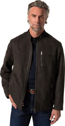 Boston Park Herren gro&szlig;e Gr&ouml;&szlig;en &Uuml;bergr&ouml;&szlig;en Menswear L-8XL Bikerjacke, Mikrosuede, Zipper, bis 84/86 dunkel Oliv 56+ 836839120-56+