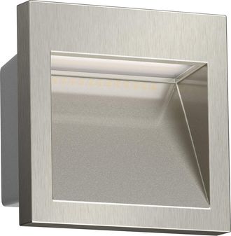 LEDs Com LED Wandeinbauleuchte NOLA, Downlight für außen, IP54, aluminium glänzend, 90 x 90mm, warmweiß