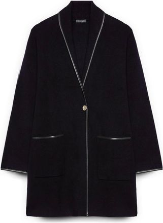 Fiorella Rubino Femme, Manteaux, Noir, Taille: 40 FR Veste en m&eacute;lange de viscose avec bordures contrastantes