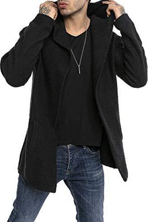Red Bridge Cardigan pour Homme Manteau Gilet à Capuche Veste Coupe Longue Noir XXL