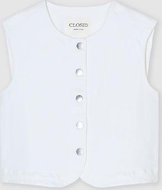 Closed Top Denim Vest Blanc