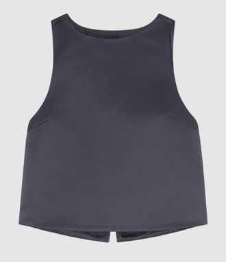 Ganni Top Duchesse Crossover Open Back Black