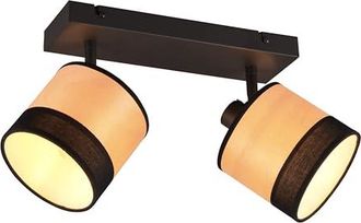 Trio Leuchten RL LIVE YOUR LIGHT Trio 2-flammige Aufbaustrahler Bozen schwarz mit Holz - R81662032