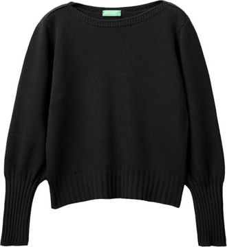 Benetton Maillot SC Bateau M/L 1244d10c6 Sweater, Noir, XS Femme
