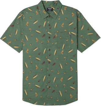 Hurley Herren One and Only Lido Stretch Ss Hemd, Malgrün, XL