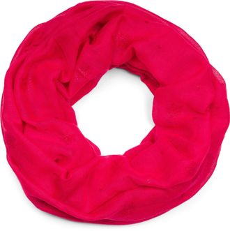 styleBREAKER Damen Loop Schal mit Glitzer Schneeflocken Print, Weicher Schlauchschal Einfarbig, Tuch 01017064, Farbe:Rot