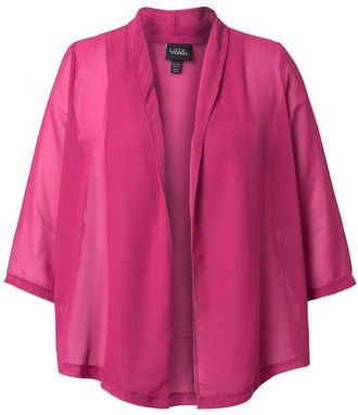 Ulla Popken Kurzjacke Chiffonjacke Oversized Schalkragen 3/4-Arm