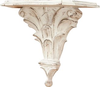 Biscottini International Wandboard aus Holz Finish Wei&szlig; Antik L30 x PR15 X H27 cm Made in Italy | Wandkonsole antik | Barock konsole | Wandkonsole barock