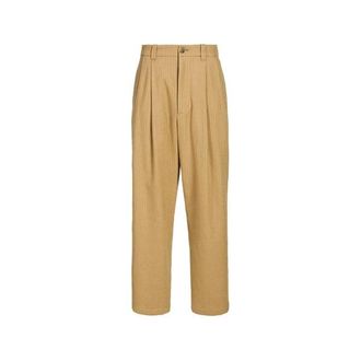 Merely Made Pantalon large à rayures en coton et laine