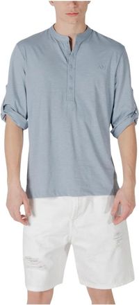 Antony Morato Homme, Tops, Bleu, Taille: XL Haut Henley D&eacute;contract&eacute; Manches Trois-Quarts