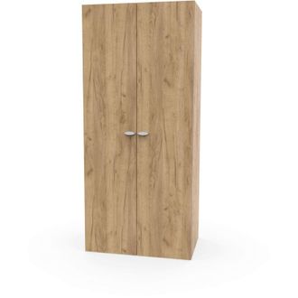PEGANE Armoire 2 Portes placard de rangement coloris Ch&ecirc;ne - Longueur 79 x Profondeur 52 x Hauteur 180 cm