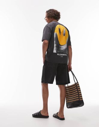 AllSaints Party Wave - T-Shirt in verwaschenem Schwarz