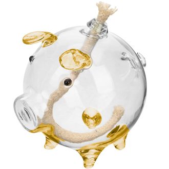 NUOBESTY Cartoon Schwein Petroleumlampe aus Transparentem Glas Nachf&uuml;llbare &Ouml;llampe mit Docht f&uuml;r Innenbereiche Dekorative Tisch &Ouml;llampe f&uuml;r Wohnzimmer Schlafz