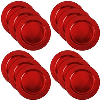 Com-Four 12x Platzteller gebürstet - wiederverwendbare Unterteller als Tischdekoration - edle Dekoteller für Hochzeit, Familienfeier oder Weihnachten - Ø 33 cm