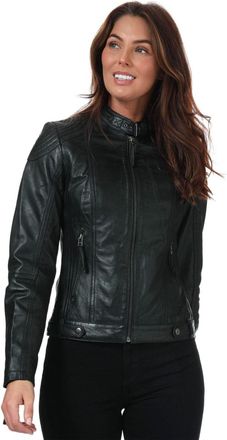 Elle Jacke f&uuml;r Damen, Leder (Schwarz)