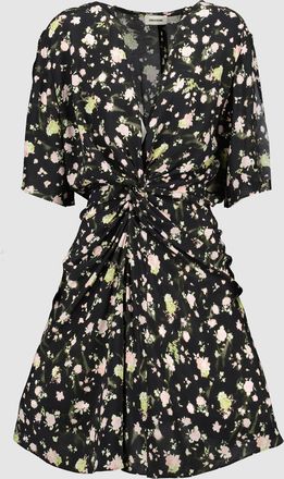 Zadig&Voltaire Robe Longue Rozom Soft Crinkle Roses Noir