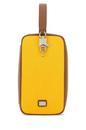 Dolce & Gabbana Two-Tone Leather and Canvas Top Handle Bag - Yellow
