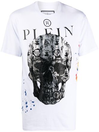 Philipp Plein t-shirt à imprimé tête de mort - Blanc