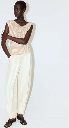 Mango T-shirt drap&eacute; &agrave; rayures &eacute;cru - Femme - XS - MANGO