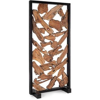 Les Tendances Paravent en racines de teck et acier noir Greka 100cm