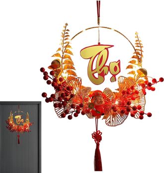 Generic Mond-Neujahrskranz, Leuchtende Fr&uuml;hlingsfest-Ornamente, Haust&uuml;rkranz, Dekorative Ornamente, Beflockter T&uuml;rh&auml;nger F&uuml;r Die Wand