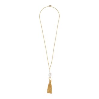 Forte_Forte Skulpturales Collier mit Fransen und Perle - - Accessories - Damen - Gelb - ONE SIZE