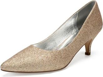 Generic Chaussures De Mariage Femme Chaussure &Agrave; Talon Mari&eacute;e Bout Pointu Bas Stylet Talons Bureau Travail Soir Talons Hauts 6Cm,Champagne,39 EU