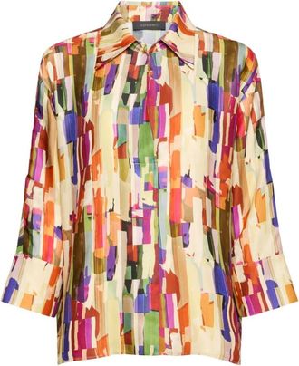 Elena Miro Femme, Blouses et Chemises, Multicolore, Taille: 42 FR Viscose Twill Blouse