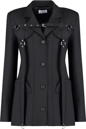 Off-white Femme, Vestes, Noir, Taille: 38 FR Blazer en m&eacute;lange de laine