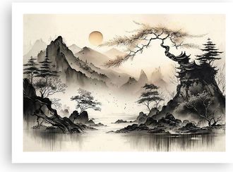 Arttor Wandposter Art Prints 70x50cm Poster ohne Rahmen Asien Japan Sicht Küche Wanddeko Bild Wand Kunstdruck Deko Wandbilder Dekoration Wohnzimmer Schlafzim