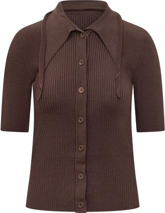 Pinko Pinko, Femme, Tops, Brun, Taille: 42 FR Polo c&ocirc;tel&eacute;