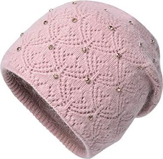 Generic Bonnet en polaire thermique pour femme - Bonnet épais en laine chaude - Chapeau tendance dhiver résistant au froid - Bonnet tricoté avec oreilles - En