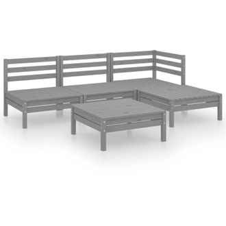 vidaXL 5-tlg. Garten-Lounge-Set Massivholz Kiefer Grau Vidaxl