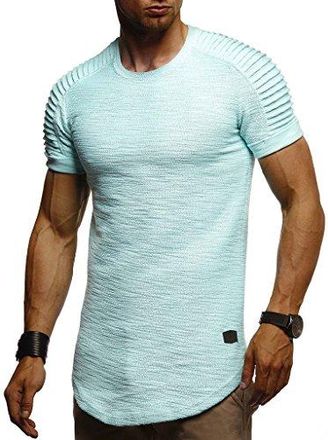 LEIF NELSON LN6325 T-shirt d&eacute;t&eacute; &agrave; col rond en coton pour homme Coupe ajust&eacute;e - Vert - Small