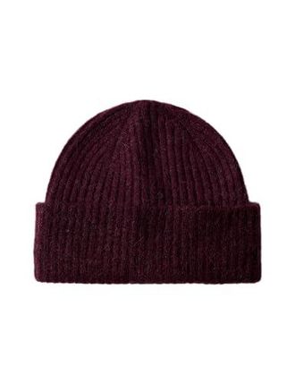 Selected Knit Beanie Slflulu Lano Bonnet tricot&eacute;, Aubergine, Taille Unique