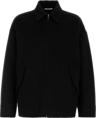 Valentino Garavani Homme, Vestes, Noir, Taille: L Veste Oversize Noire en M&eacute;lange de Laine