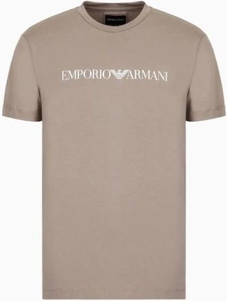 Emporio Armani Homme, Tops, Beige, Taille: 3XL Logo T-Shirt
