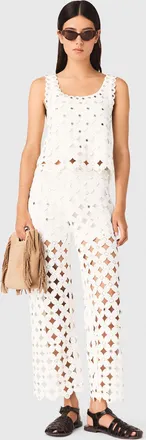 Maje Pantalon En Crochet Avec Miroirs - Blanc - Maje