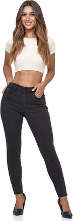 Tazzio Skinny Fit Jeans Hose Damen Jeanshose mit Stretch im 5-Pocket-Style F105 (40, Schwarz)