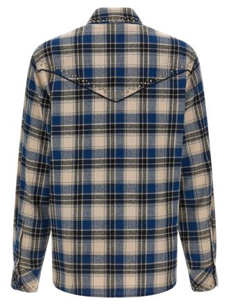P.A.R.O.S.H. Studded Check Plaid Shirt - Blue
