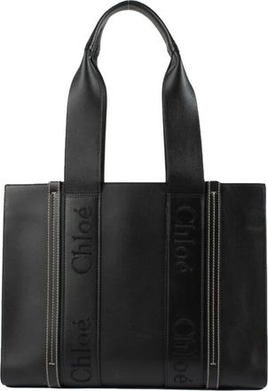 Chlo&eacute; Femme, Sacs, Noir, Taille: ONE Size Woody Medium Leather Tote
