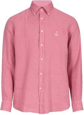 Fa&ccedil;onnable Chemise &agrave; logo brod&eacute; en lin