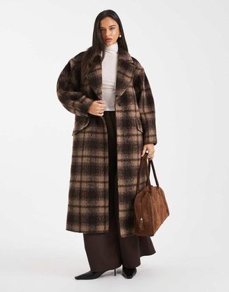 Asos Manteau habill&eacute; textur&eacute; &agrave; carreaux - Marron-Brown